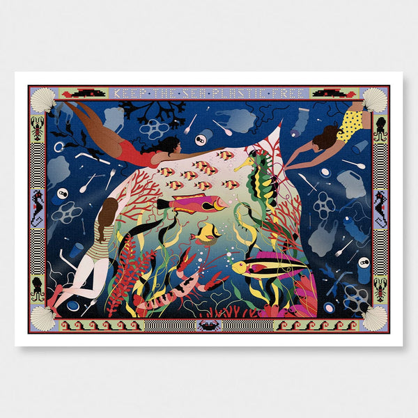 Keep The Sea Plastic Free Art Print by Francesca Melis - endemicworld