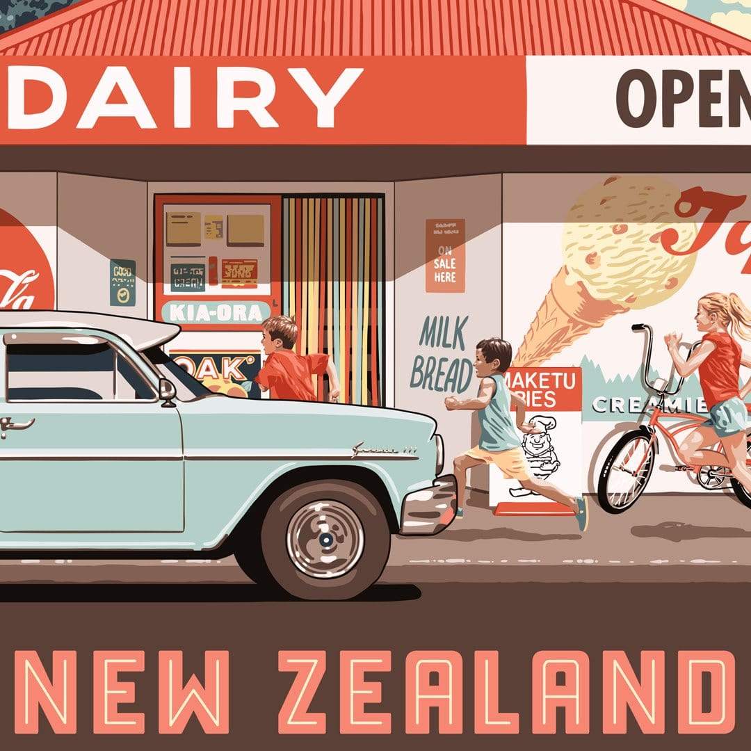 New Zealand Dairy Art Print by Ross Murray - endemicworld